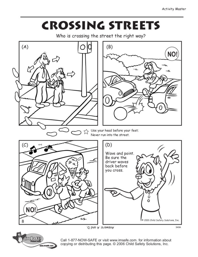 Printable Pedestrian Safety Worksheet